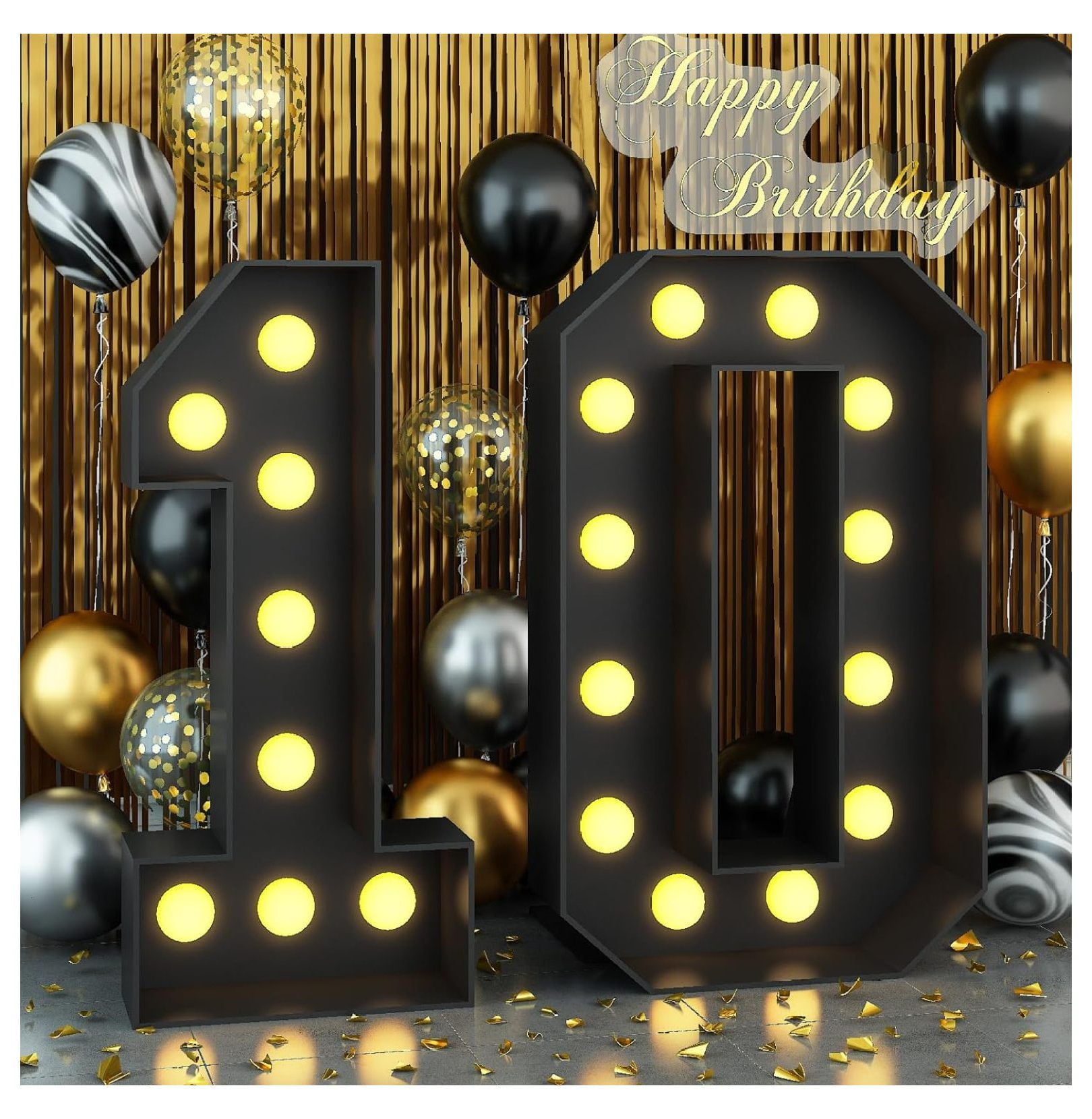 4FT Marquee Light up Numbers 10 Large Black Marquee Numbers for 10th ...