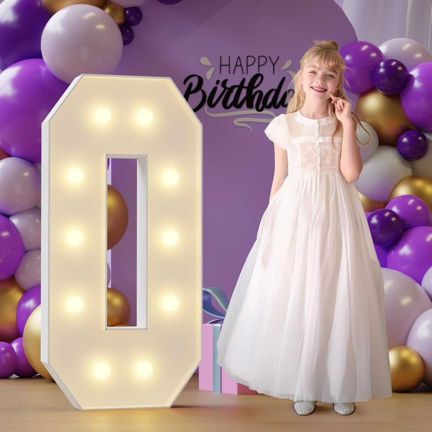 4FT Marquee Numbers 0 Light Up Number, Birthday Decorations Marquee ...