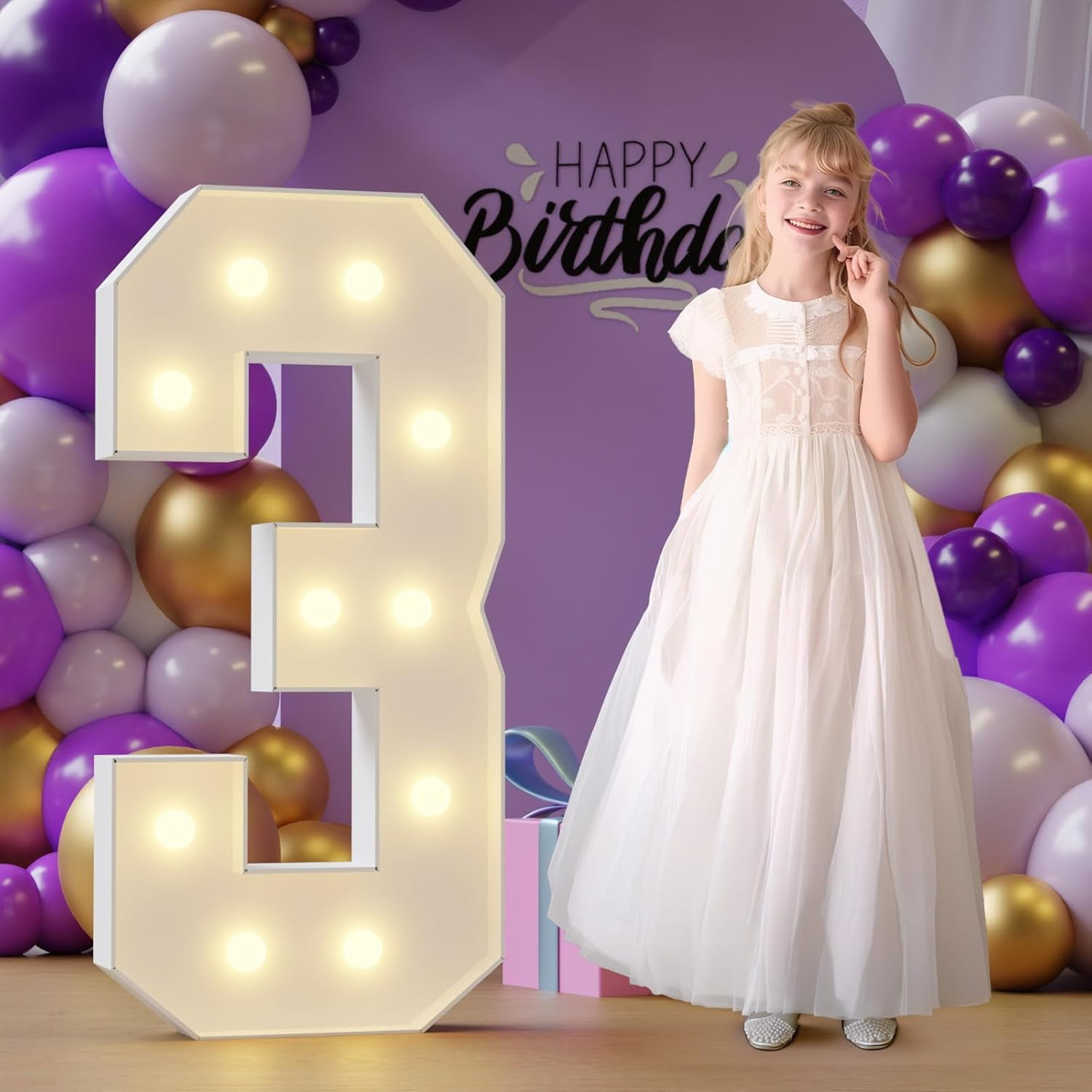4FT Marquee Numbers 3 Light Up Number, 3rd Birthday Decorations Marquee ...