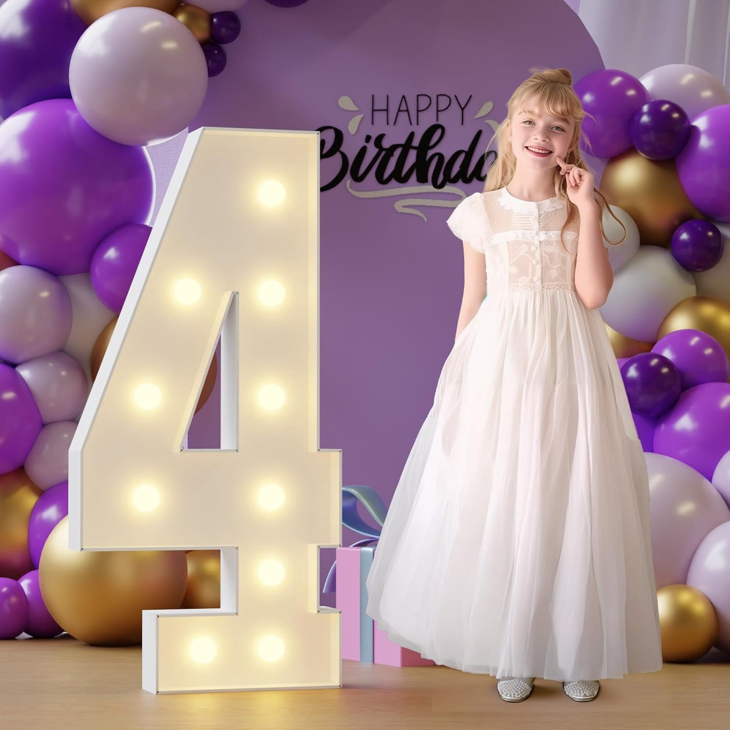 4FT Marquee Numbers 4 Light Up Number, 4th-Birthday Decorations Marquee ...