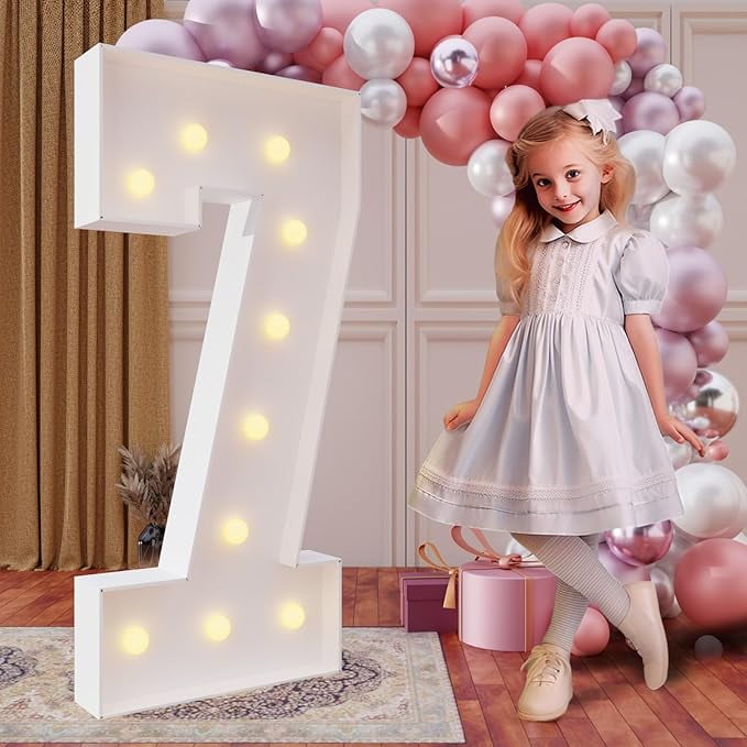 4FT Marquee Numbers,DIY Light Up Numbers for 7th Birthday Decorations ...