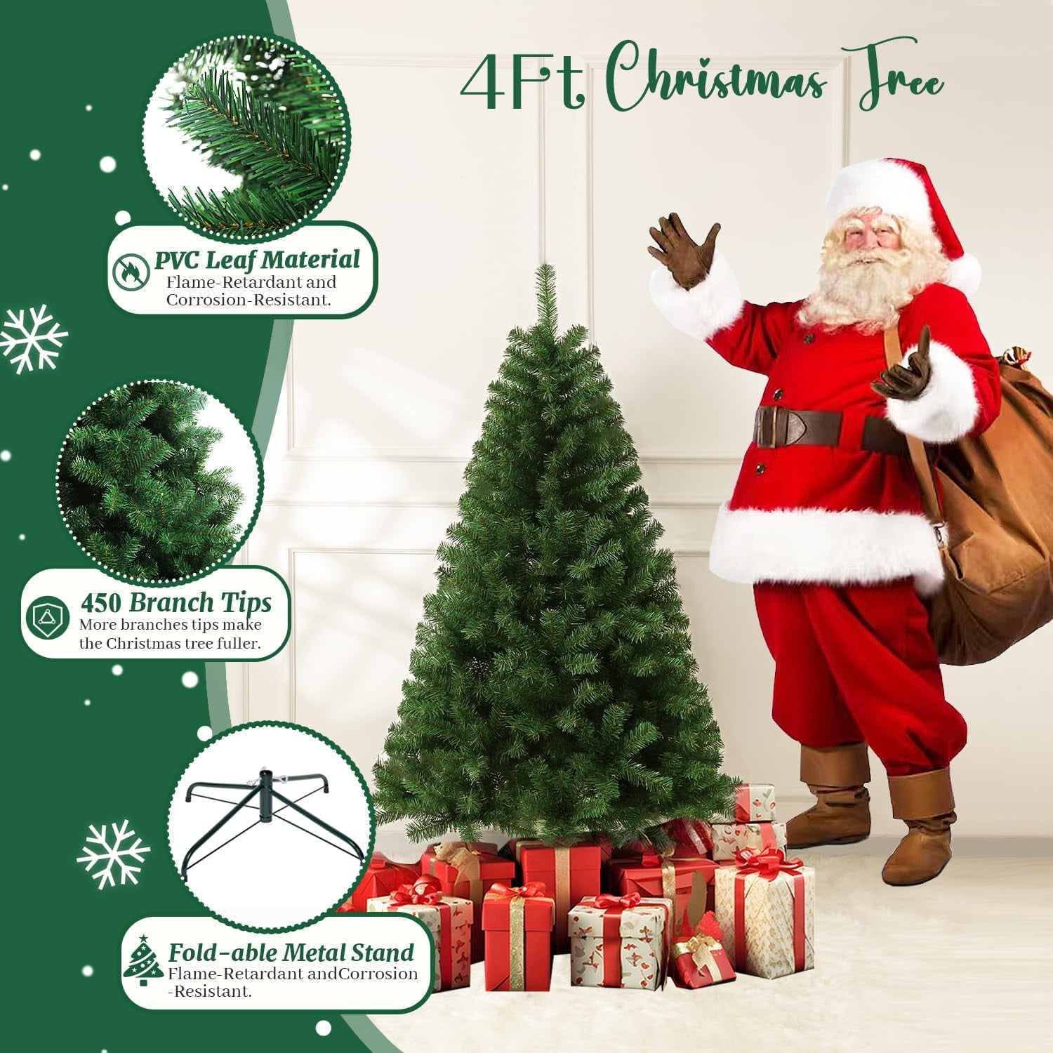 4FT North Valley Spruce Artificial Christmas Tree, Arbol de Navidad ...