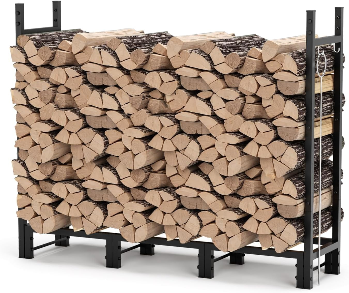4FT Outdoor Firewood Rack, Heavy Duty Fire Log Stacker Stand for Wood ...