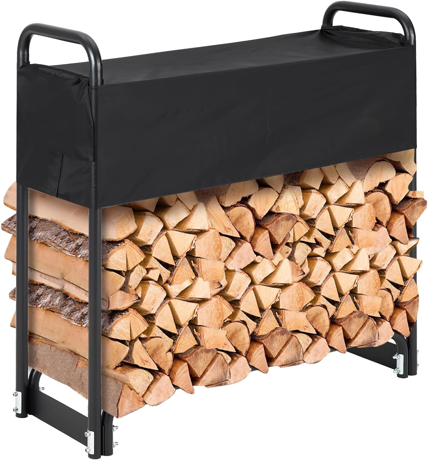 4FT Outdoor Firewood Rack Holder For Wood Pile Storage with Adjustable ...