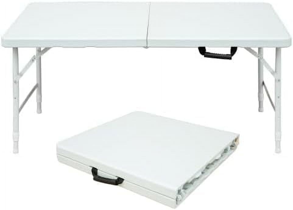 4FT Outdoor Folding Table, Adjustable Height Foldable Table, Portable ...