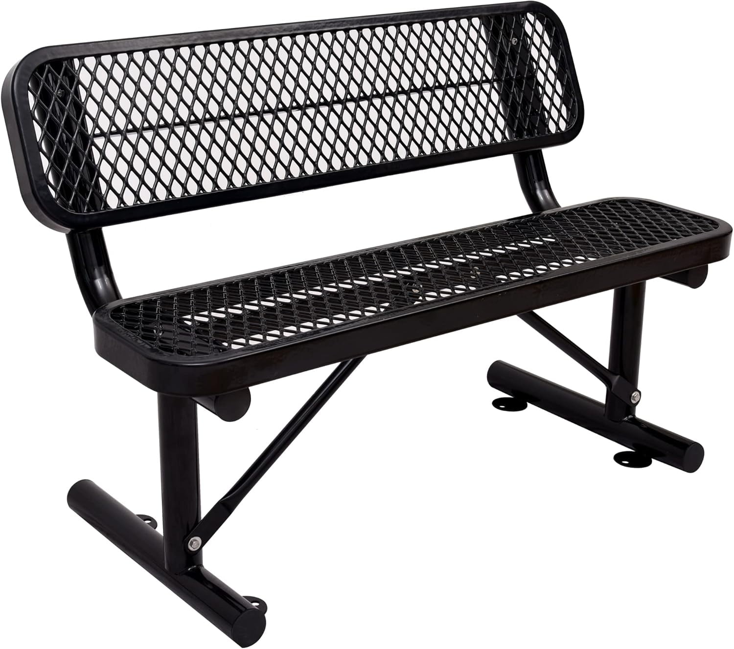 4FT Outdoor Steel Bench with Backrest - Heavy Duty Metal Park Bench ...