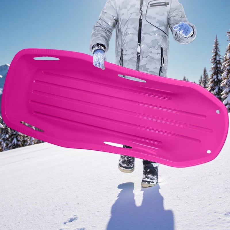 4FT Pink All-Terrain Snow Sled, Toboggan with Tow Rope & Polished Base ...