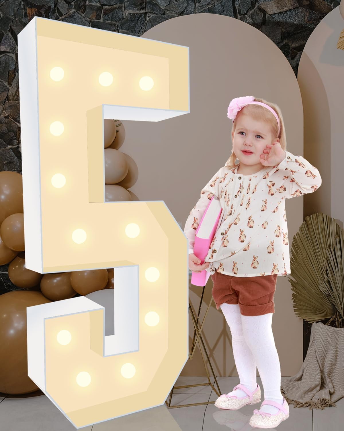 4FT Plastic Marquee Numbers 5 - Light up Numbers Are Made from ...
