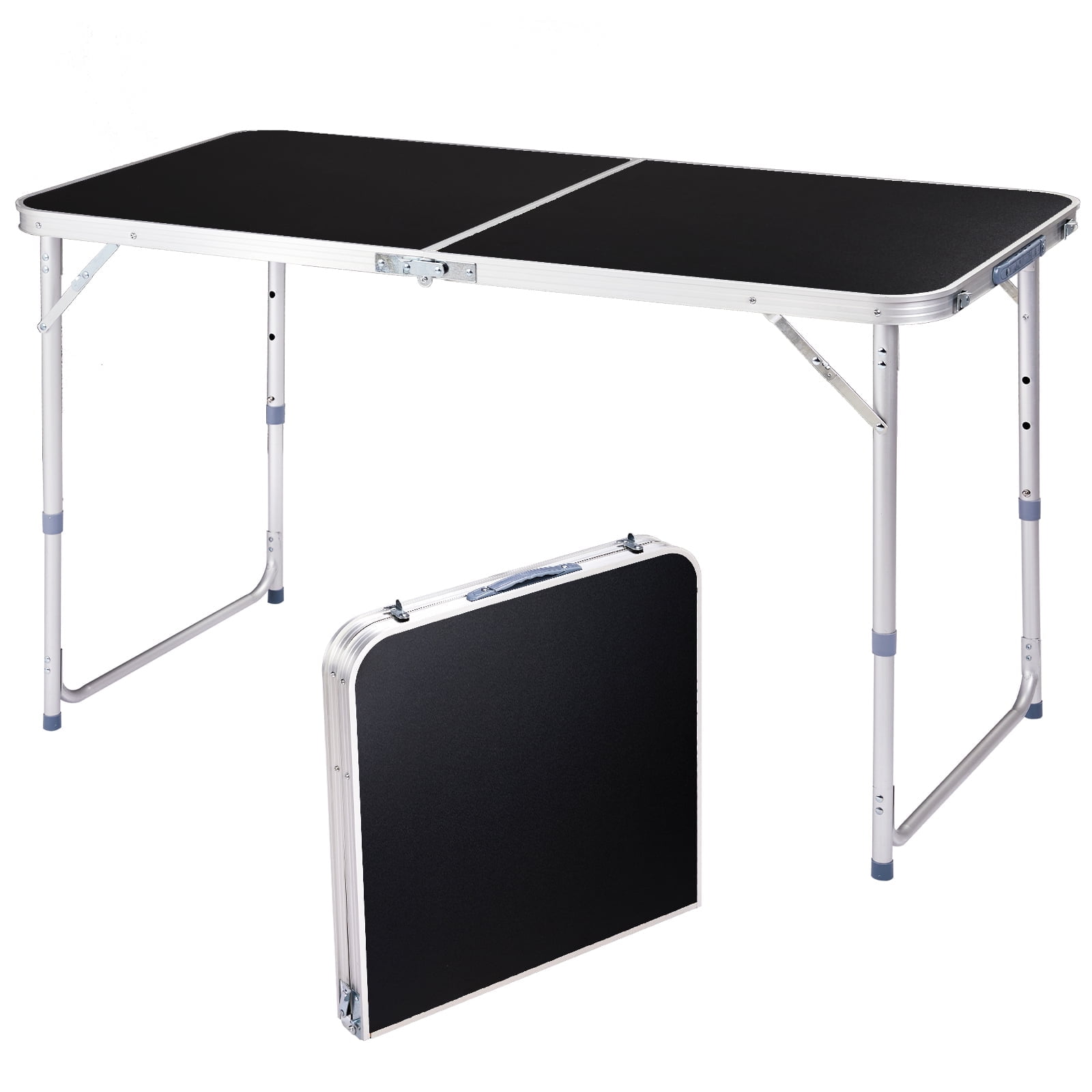 4FT Portable Folding Table Black - Adjustable Height, Multipurpose for ...