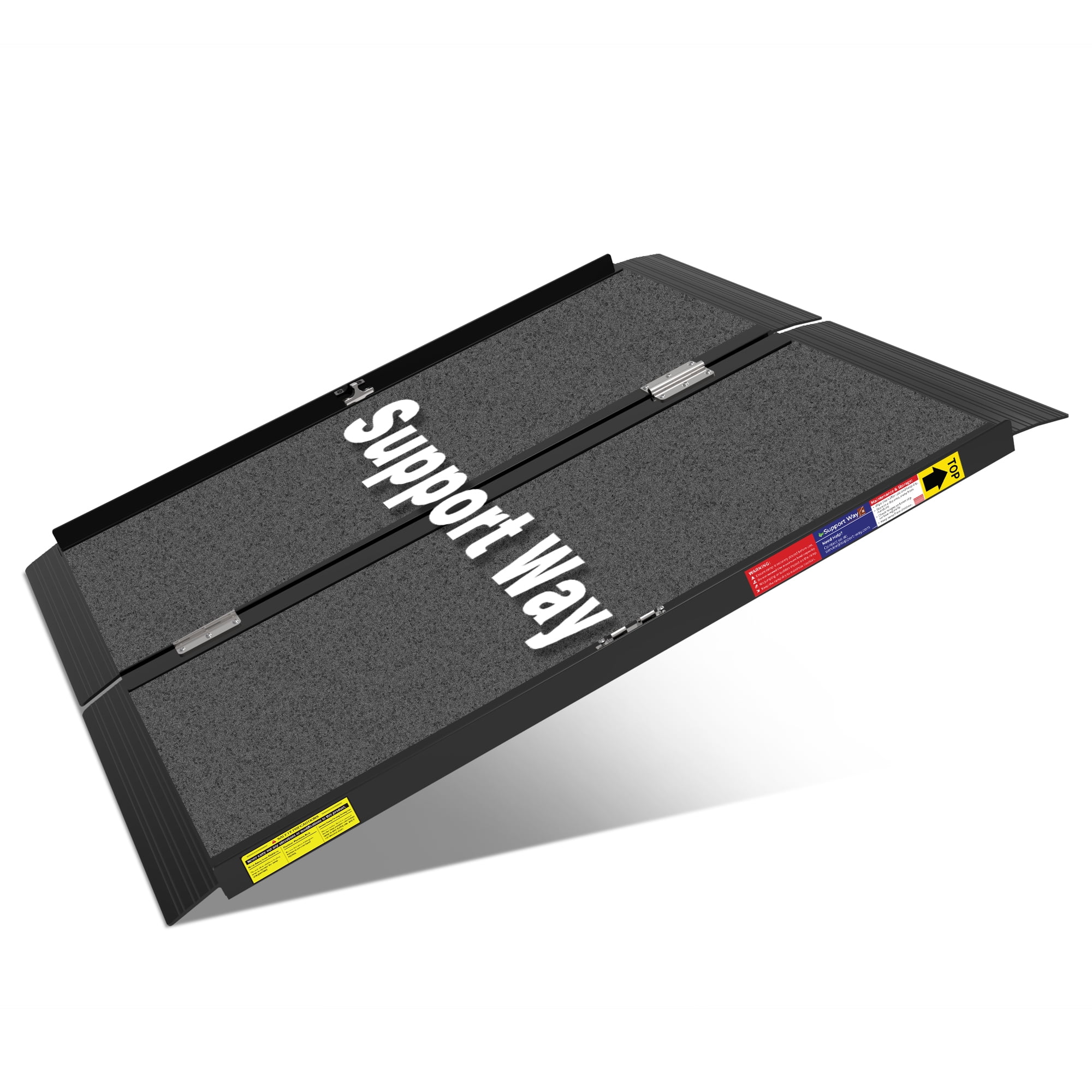 4FT Portable Wheelchair Ramp with Quick-Lock, Black Seamless Non-Slip ...