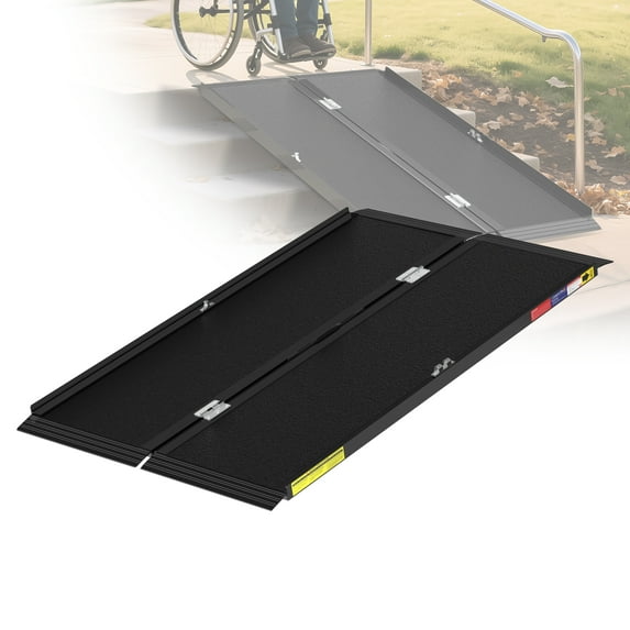 Support Way 4FT Portable Wheelchair Ramp, Non-Slip Aluminum, Foldable ...