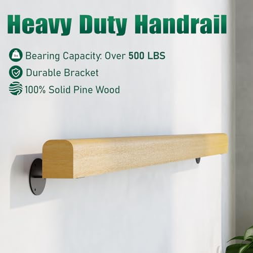 4FT Premium Solid Wood Handrails for Indoor Stairs, Handling Over 500 ...