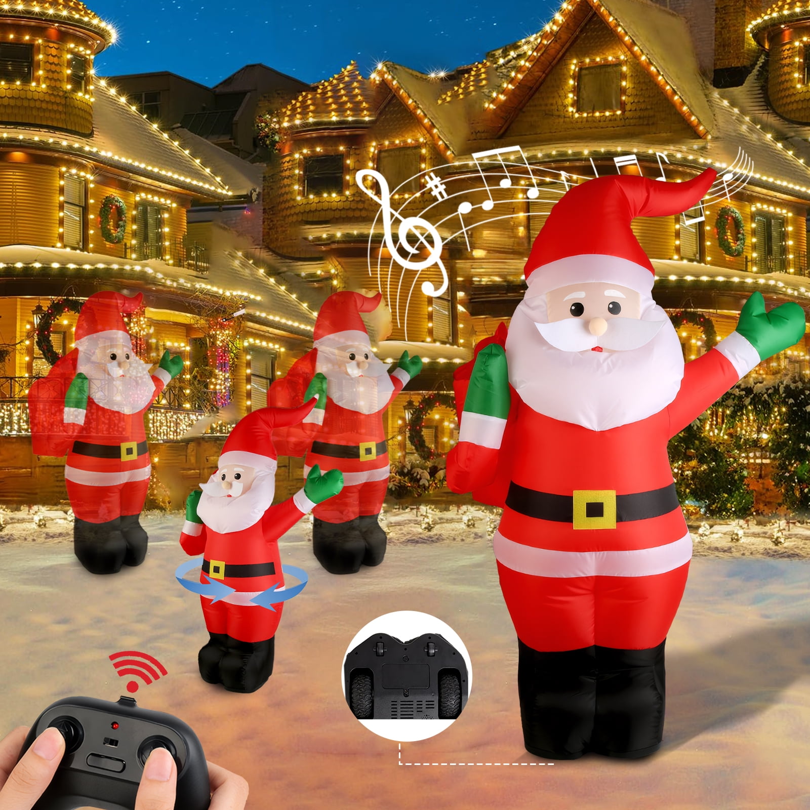 4FT Remote Control Christmas Inflatable Santa Claus Toys, 2.4Ghz 360 ...