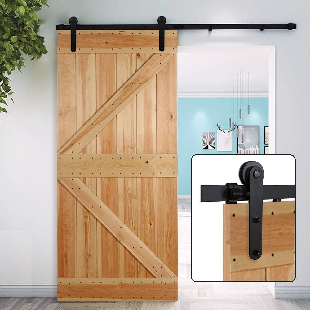4FT Sliding Barn Door Hardware Kit, Heavy Duty, Smoothly and Quietly, Easy to Install, Fit 24 ...
