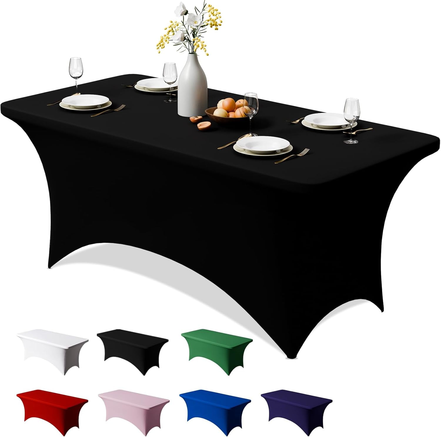 4FT Spandex Tablecloth - 48 x 30 Inch Rectangular Stretch Wrinkle ...
