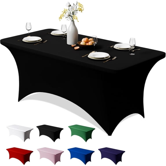 4FT Spandex Tablecloth - 48 x 30 Inch Rectangular Stretch Wrinkle ...