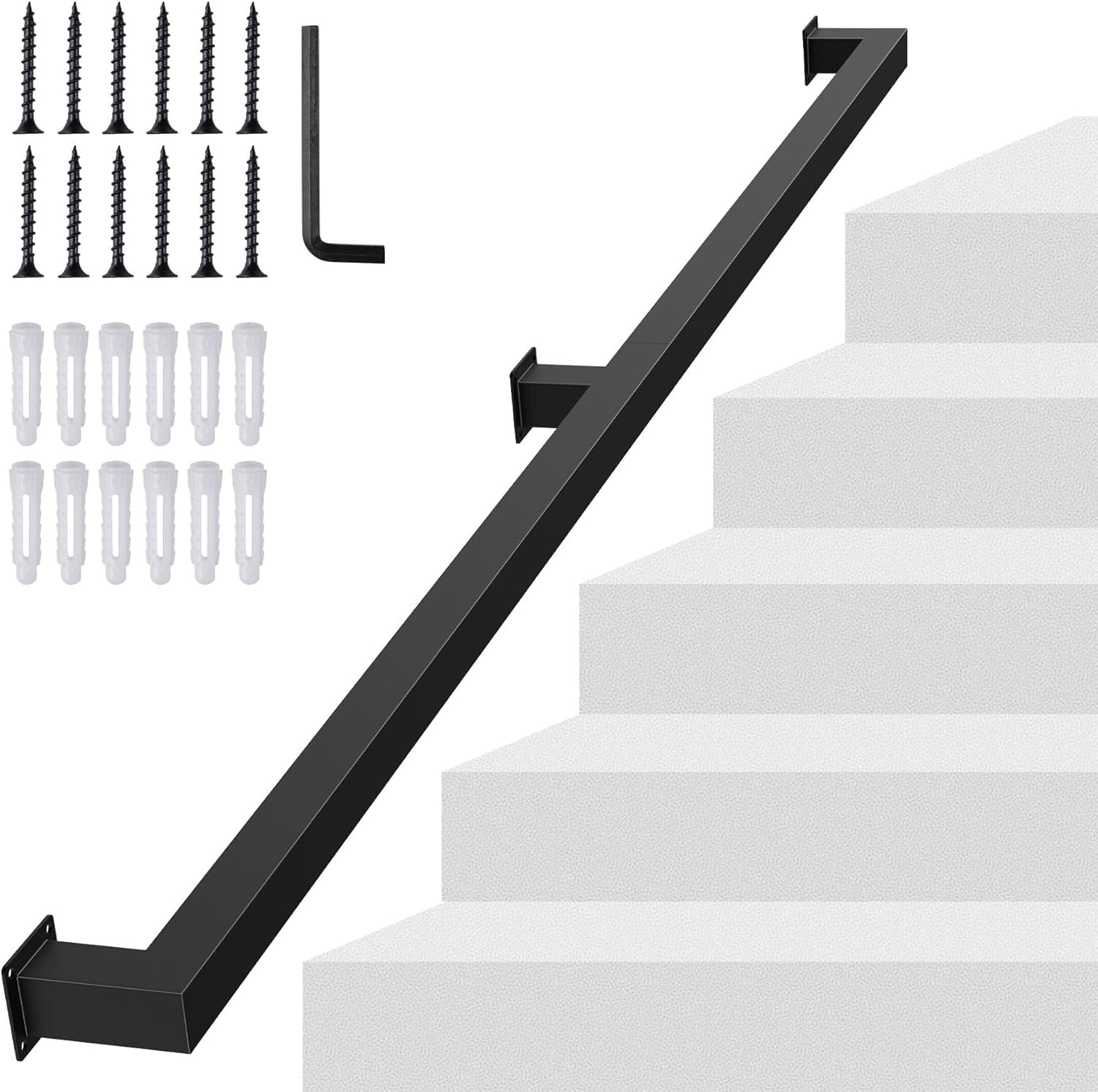 4FT Square Tube Handrail,Wall Mount Staircase Handrail Modern Pipe ...