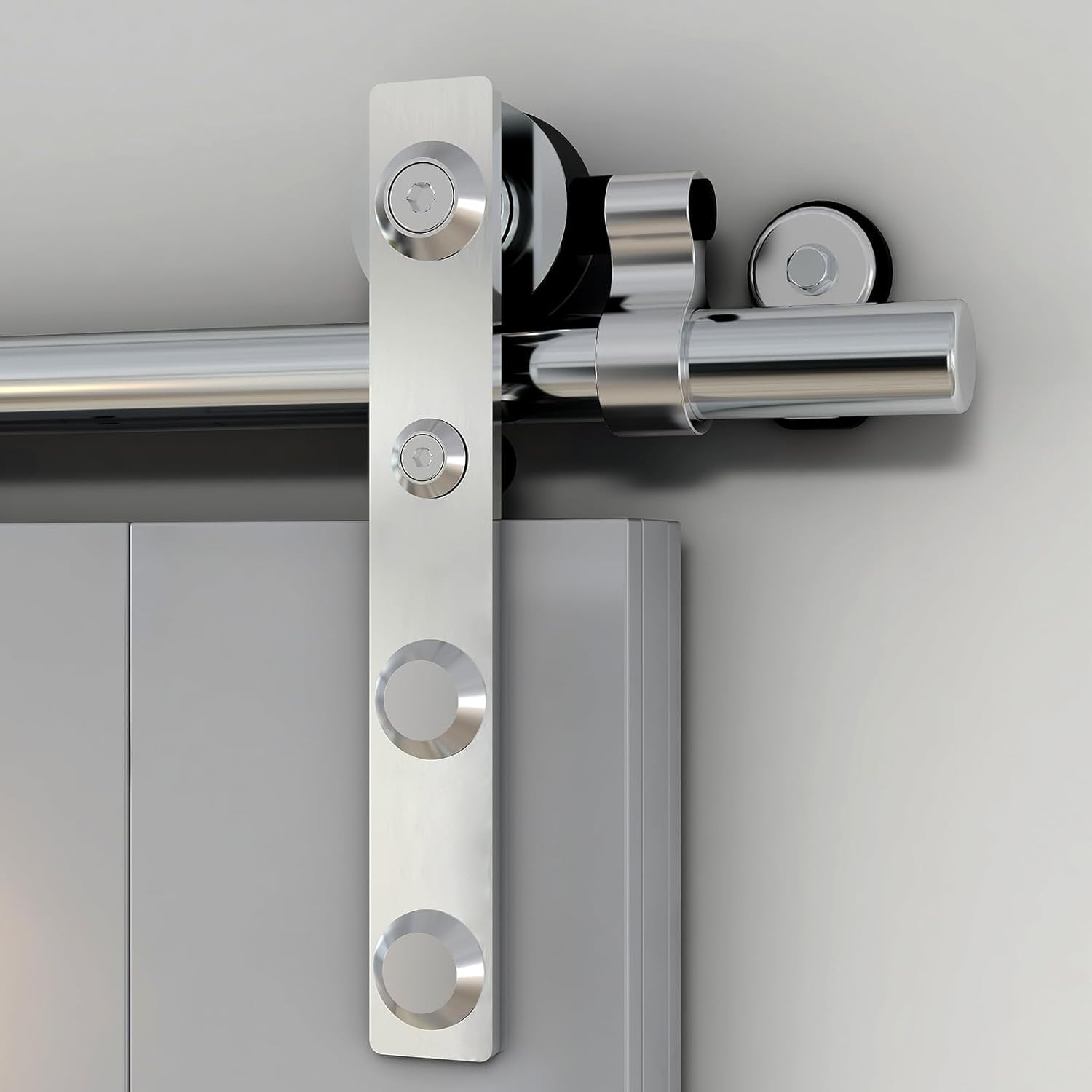 4FT Stainless Steel Sliding Barn Door Hardware Kit, Heavy Duty Sturdy ...