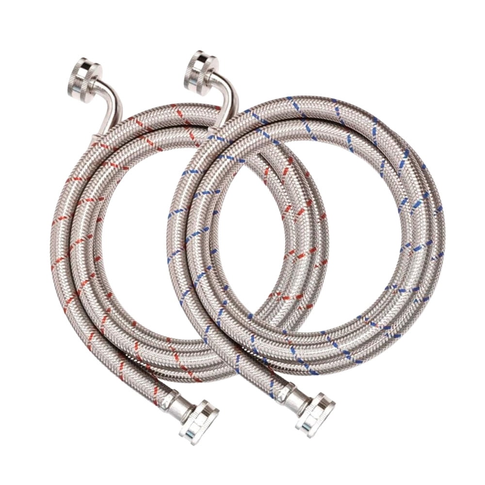 Krydros 4FT Braided Stainless Steel Washing Machine Hoses, 90-Degree ...
