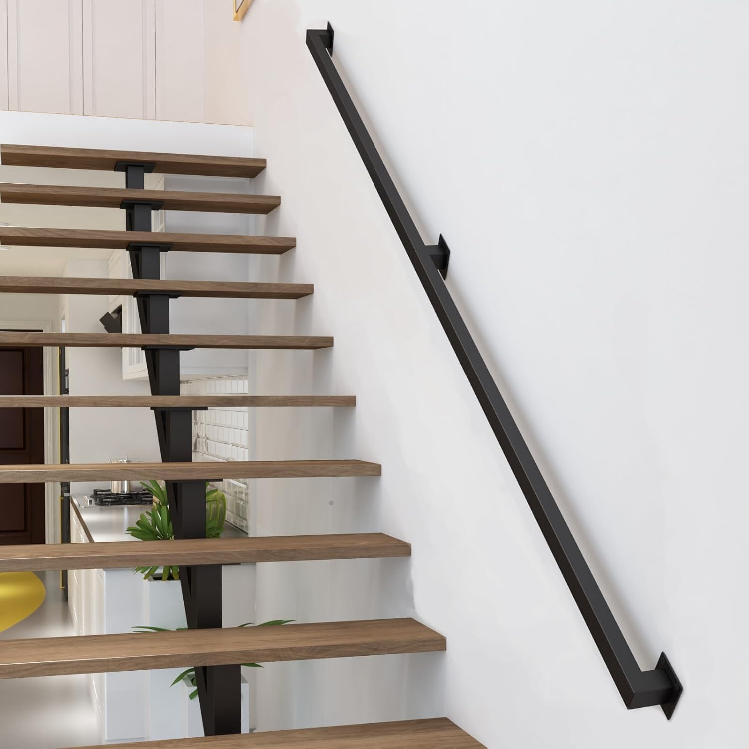 4FT Stair Railings Indoor, Black Iron Railings for Stairs, Industrial ...