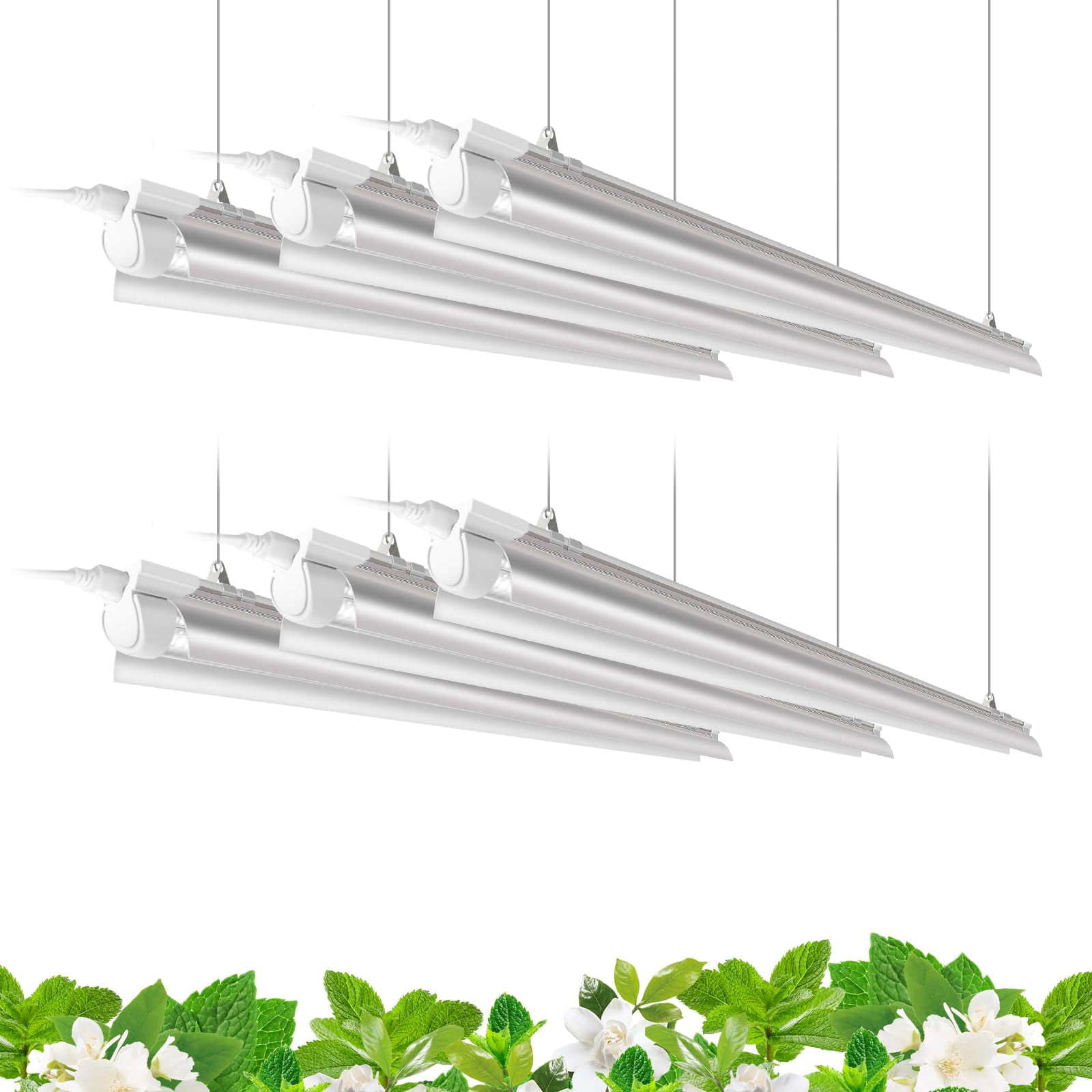4FT T8 LED Grow Light Strips 6-Pack Full Spectrum 5000K Daylight White ...