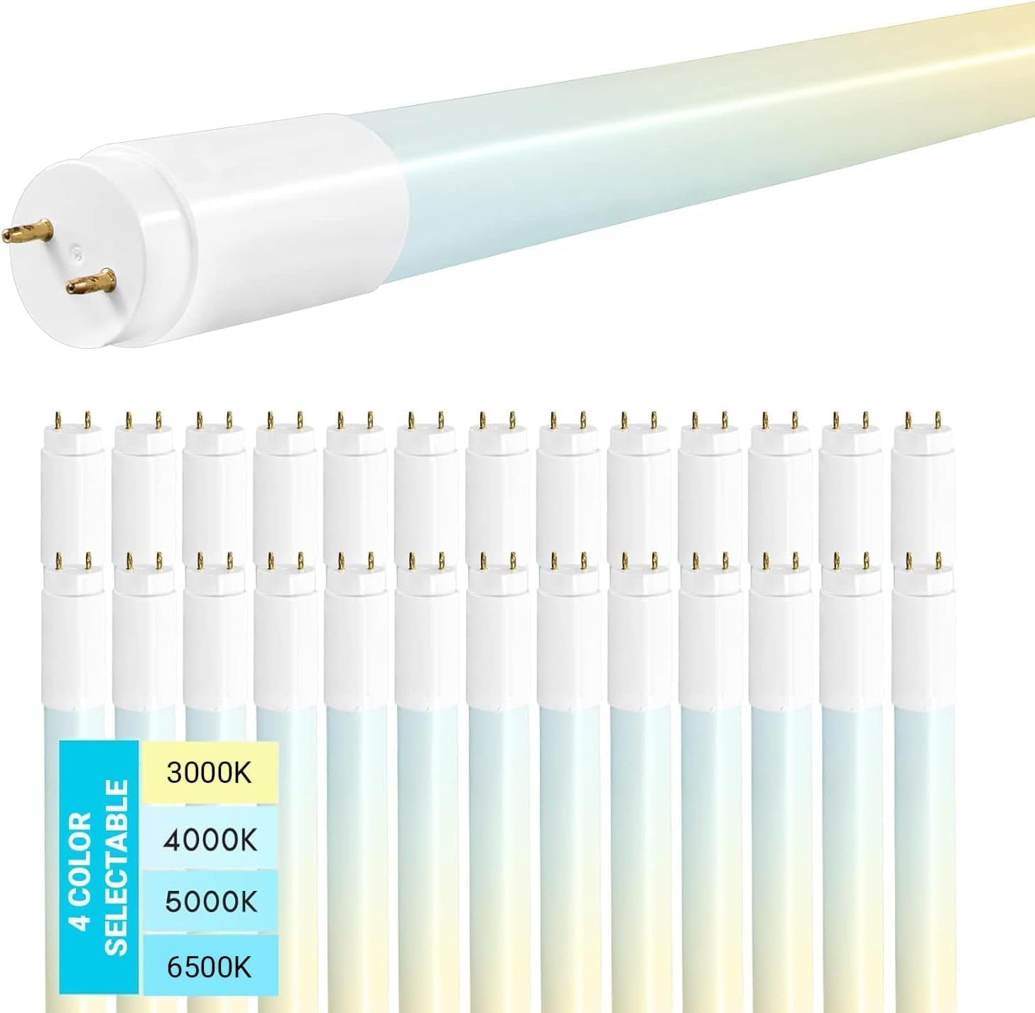 4FT T8 LED Tube Light, Type A+B, 12W/15W/18W/22W Adjustable, 3000K ...