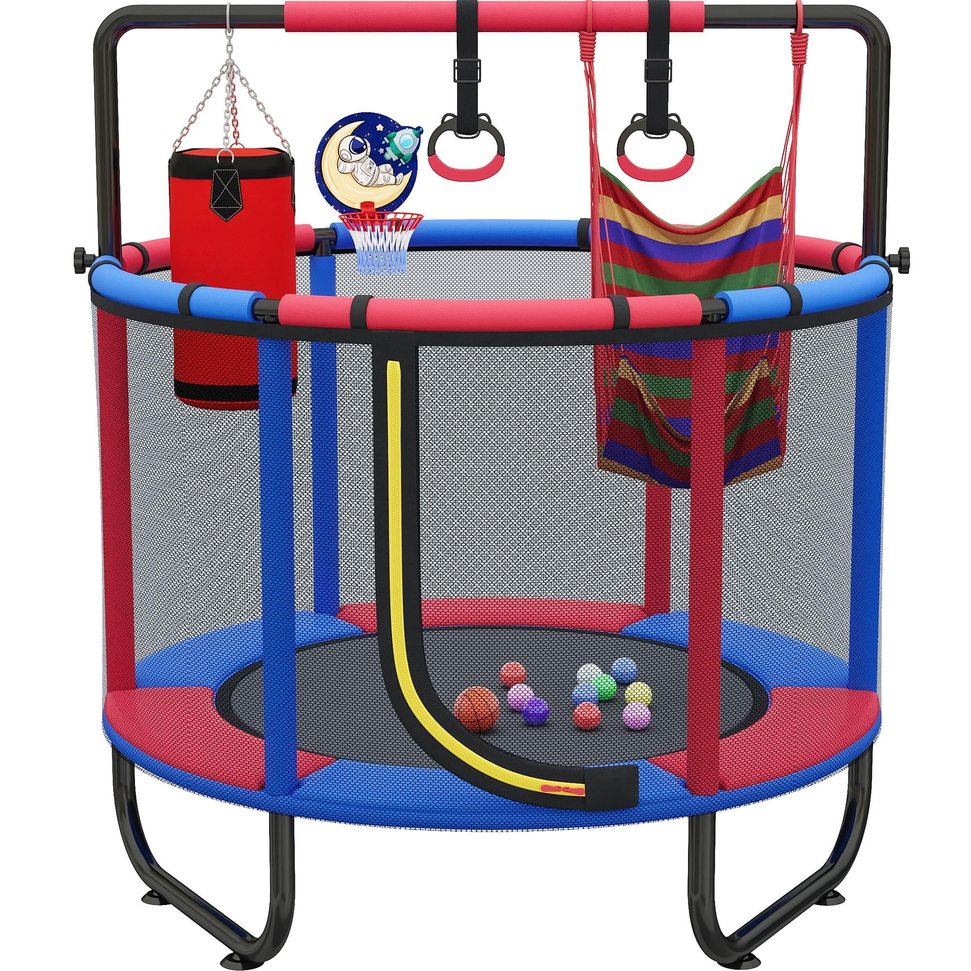 55" Toddler Trampoline with Safety Enclosure Net, Upgrade Mini ...