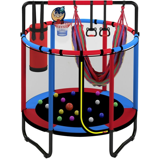 SEGMART 4FT Toddler Trampoline with Safety Net, Mini Trampoline with ...