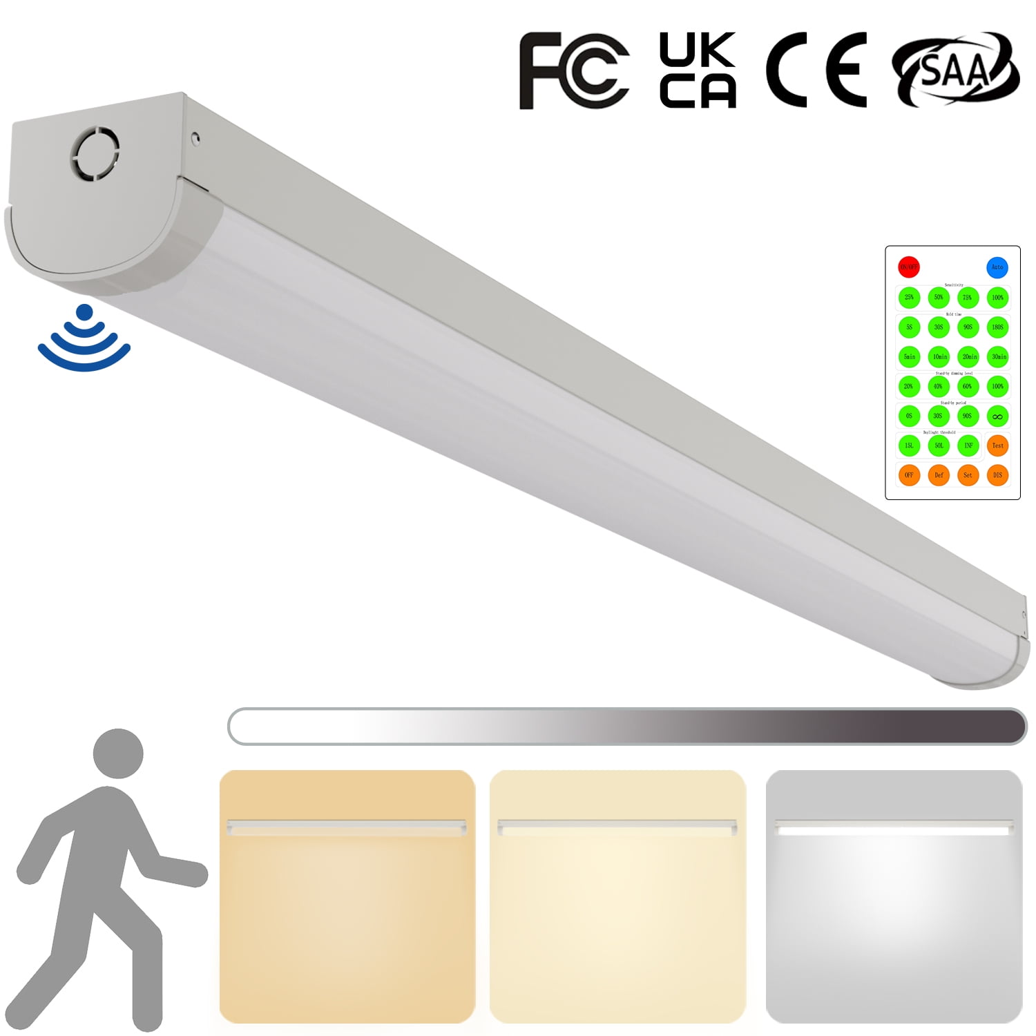 4FT Tri-Level Motion Sensor LED Linear Strip Stairwell Light with ...