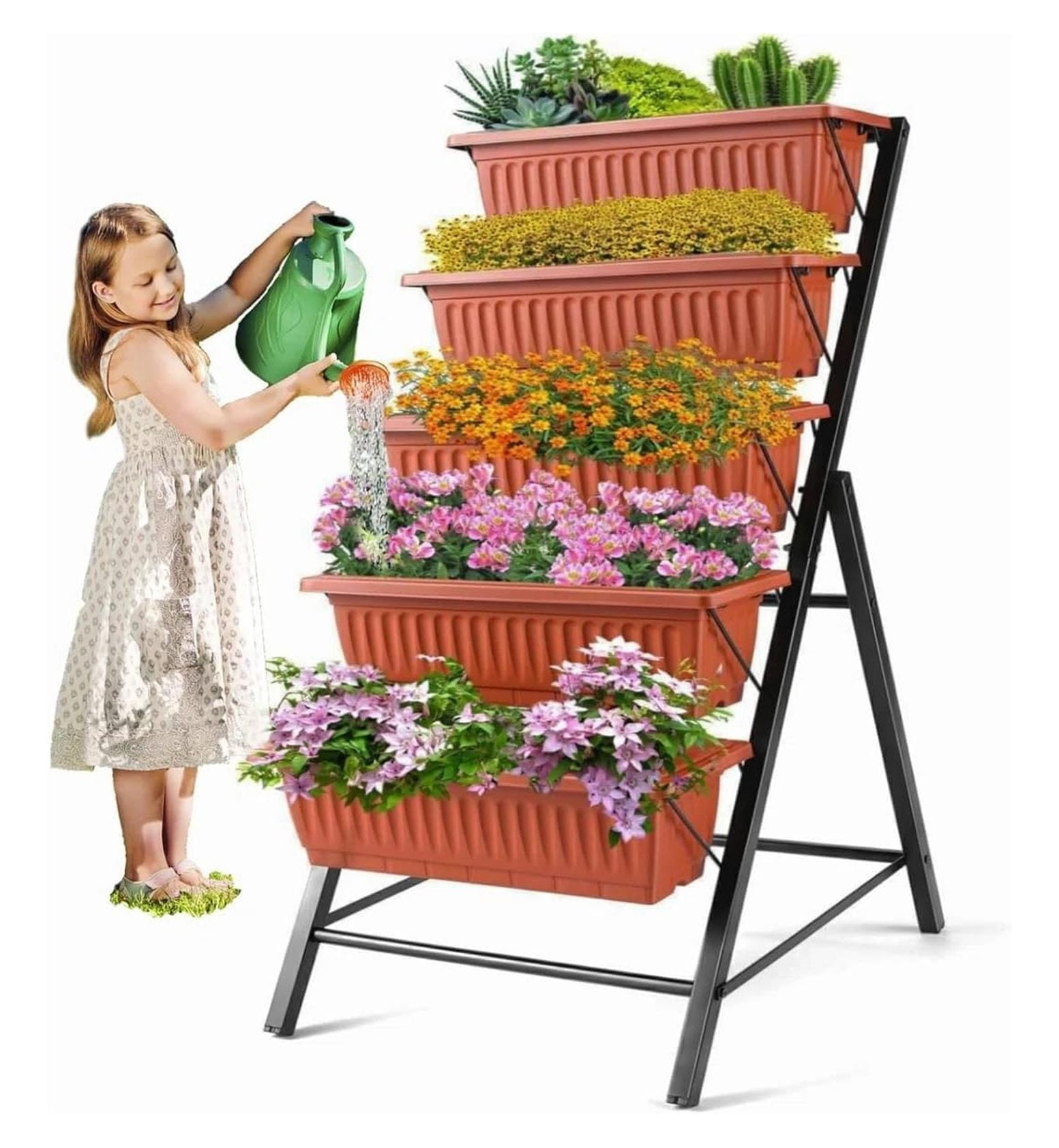 4FT Vertical Raised Garden Bed, 5 Tiers Planter Box with Drainage ...