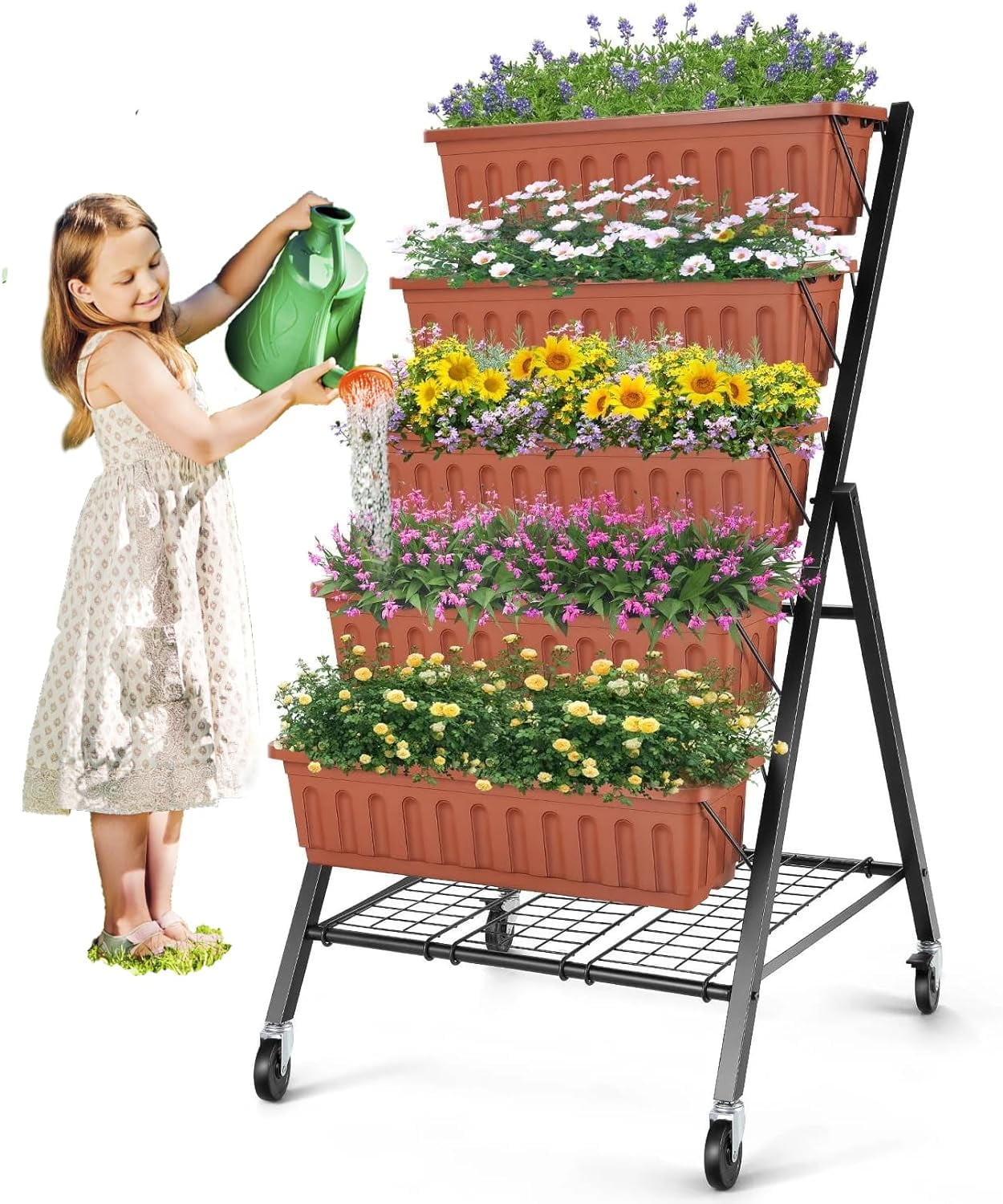 4FT Vertical Raised Garden Bed, 5 Tiers Planter Box with Lockable ...