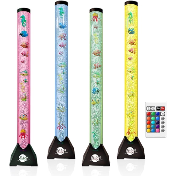 4FT Water Fish Tube Floor Lamp with 16 Color Changing Light Effects ...