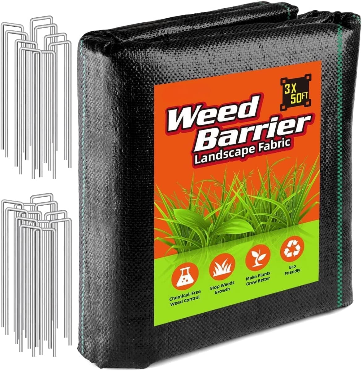 4FT x 100FT Weed Barrier Landscape Fabric, 3.2oz Premium Heavy Duty ...