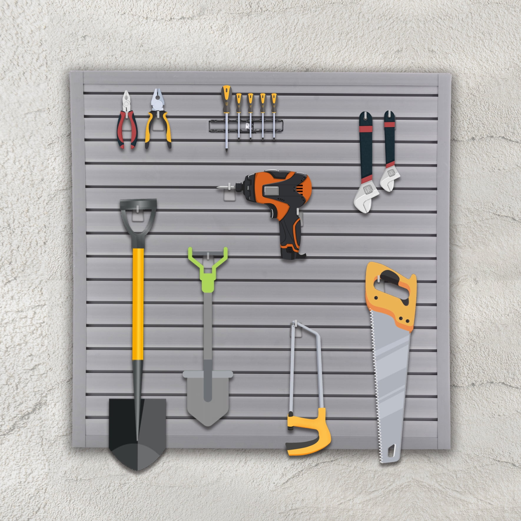 4FT x 4FT PVC Slat Wall Panels, Garage & Home Organization System with ...