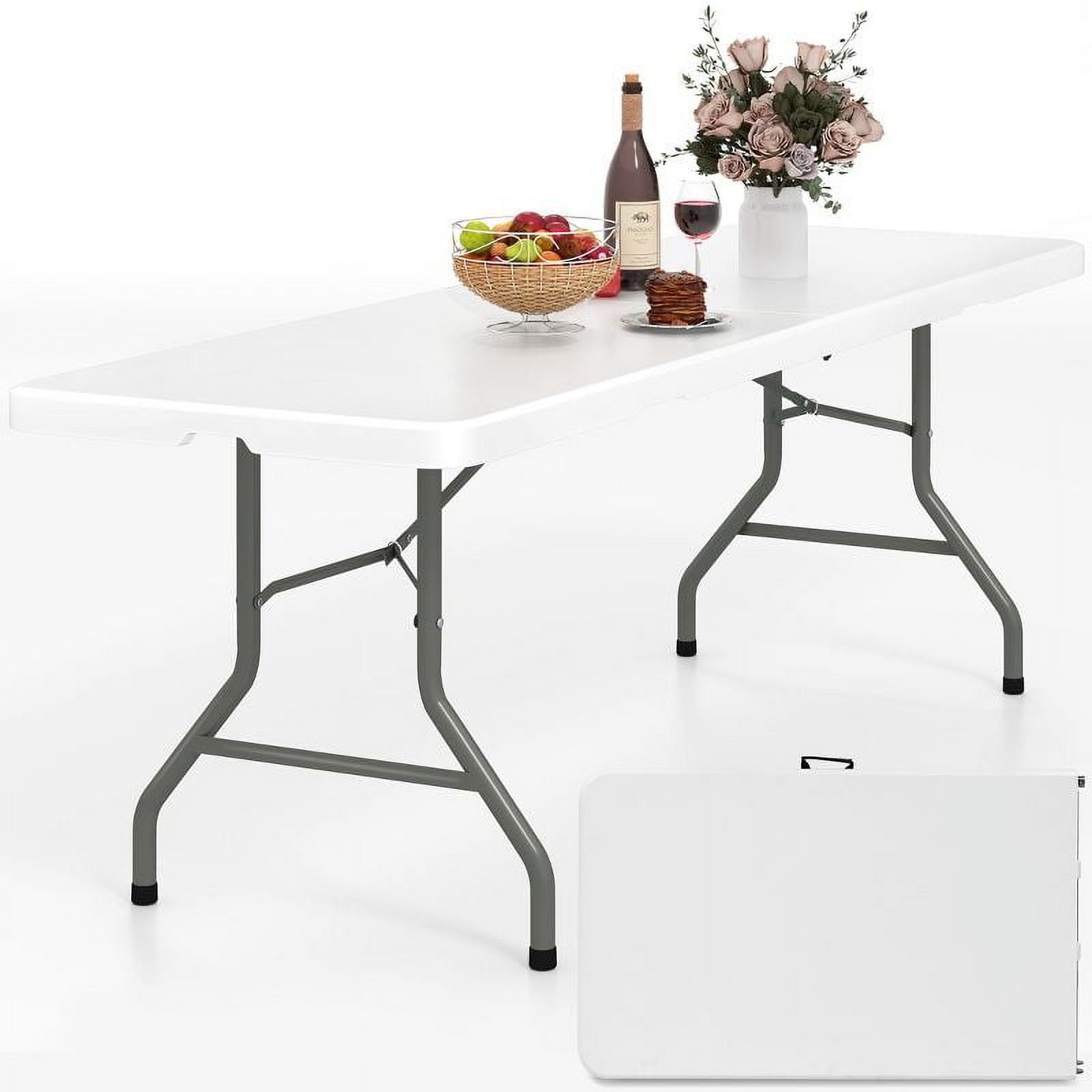 4Ft/5Ft/6Ft/8Ft Folding Table Black Indoor Outdoor Folding Card Table ...