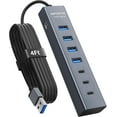 4Ft 7-Port USB Hub 3.0 for Desktop, 4 USB-A & 3 USB-C Ports Aluminium ...