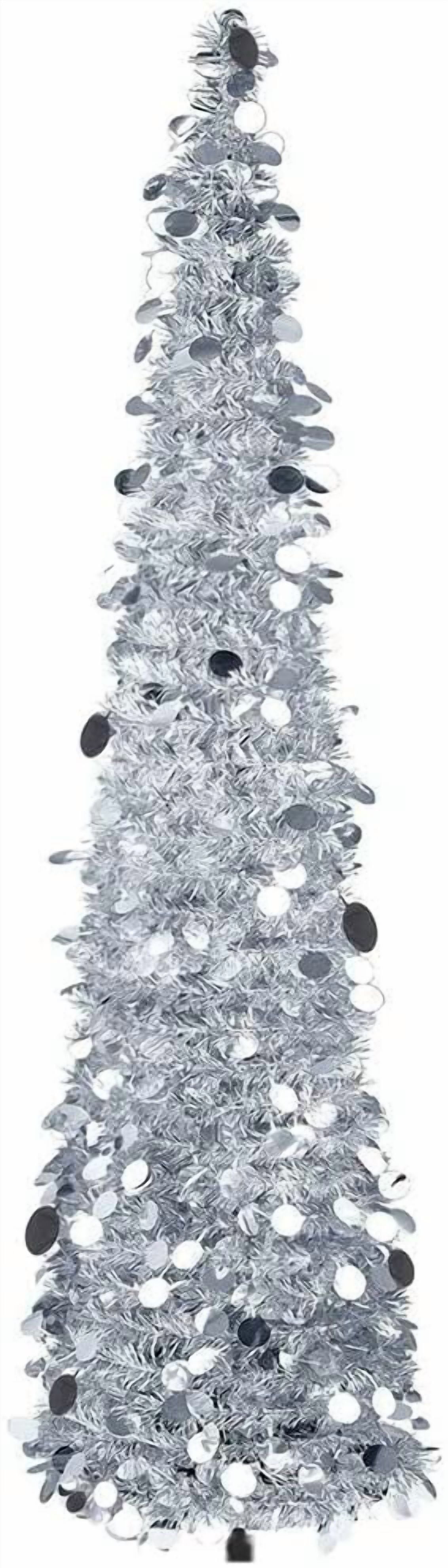 4Ft Collapsible Christmas Tree Artificial Tinsel Xmas Tree, Pop Up ...