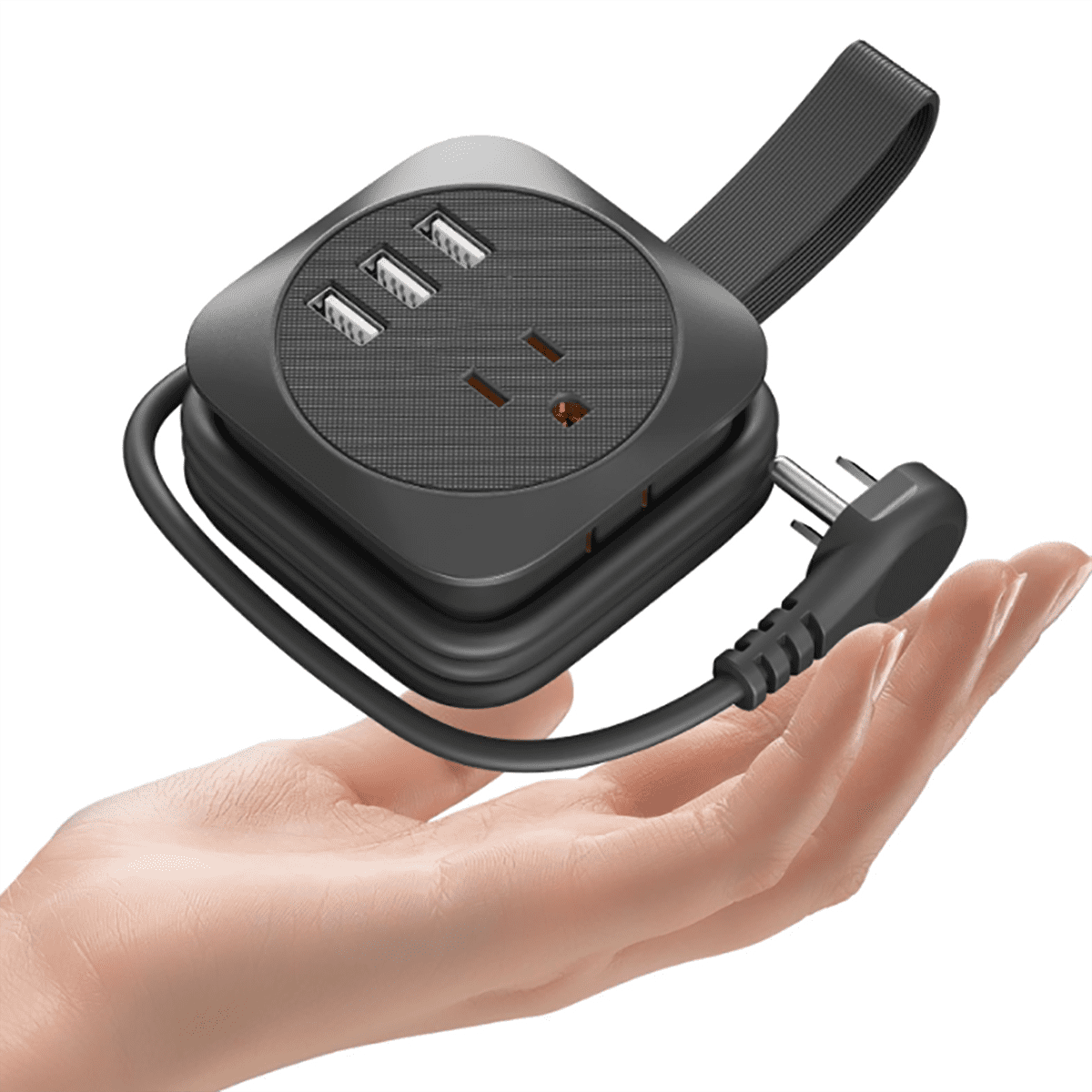 4Ft Extension Cord Power Strip，2 Outlets with 3USB Ports，45°Flat Plug，Storage with Cable Ties ...