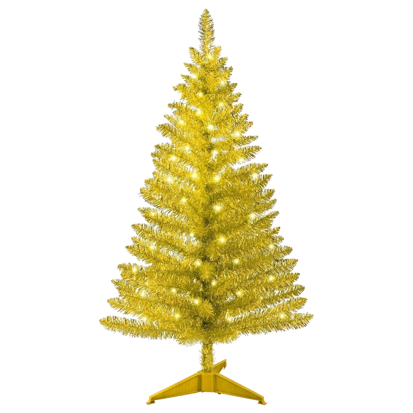 4FT Gold Artificial Christmas Pine Tree Liguanow - 50 LED Lights ...