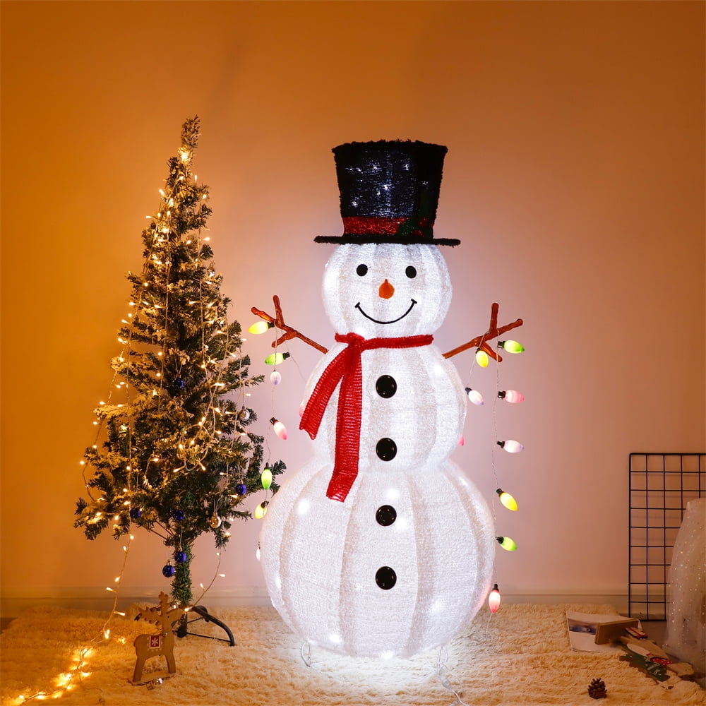 4Ft Lighted Pop-up Snowman with 100 LED Lights,Led Pre-lit Snowman ...
