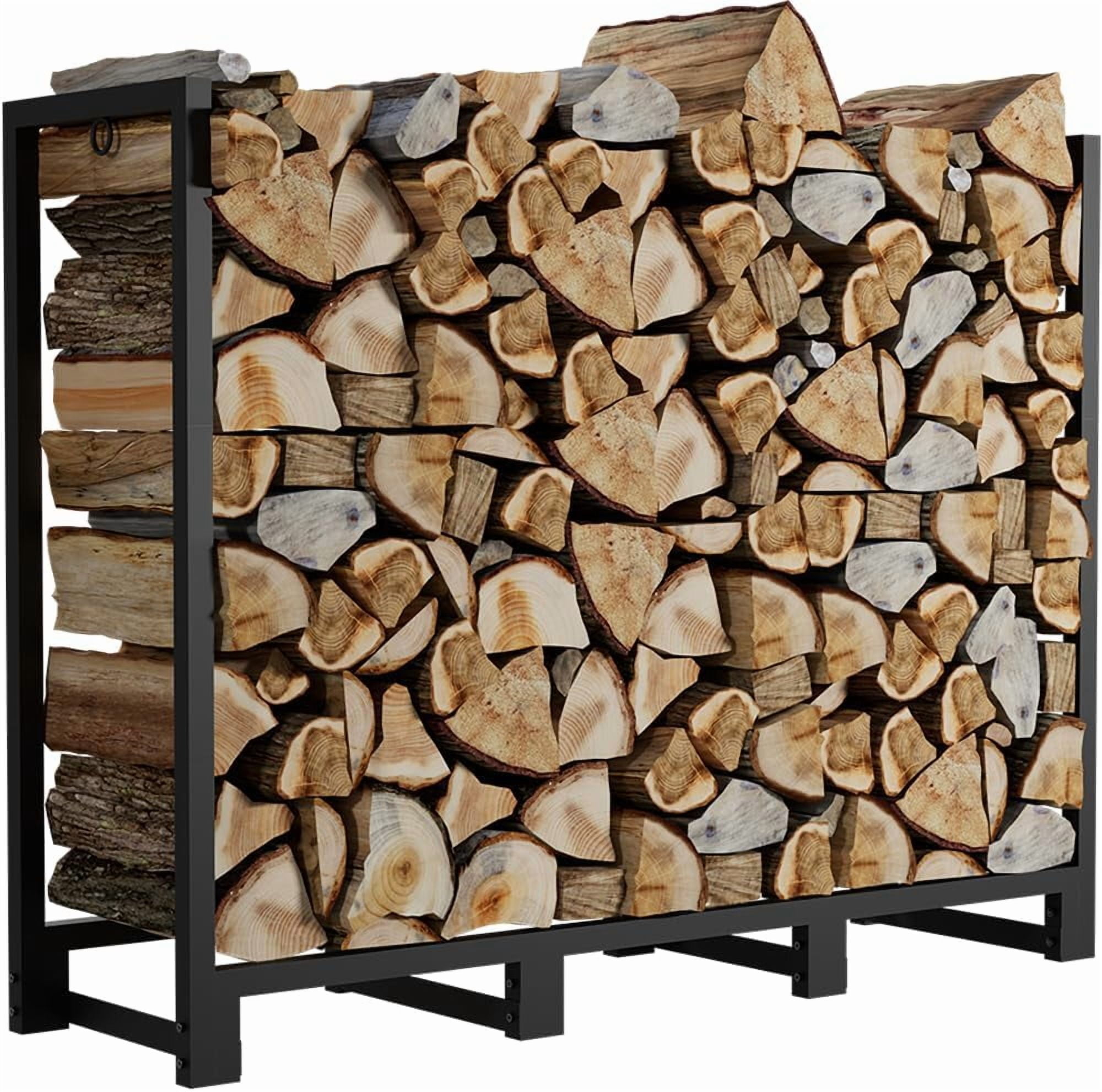 4Ft Outdoor Firewood Rack Holder for Fireplace Wood Storage, Adjustable ...