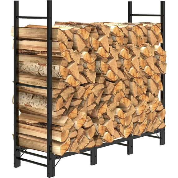 4Ft Outdoor Indoor Firewood Rack, Adjustable Metal Log Holder for ...