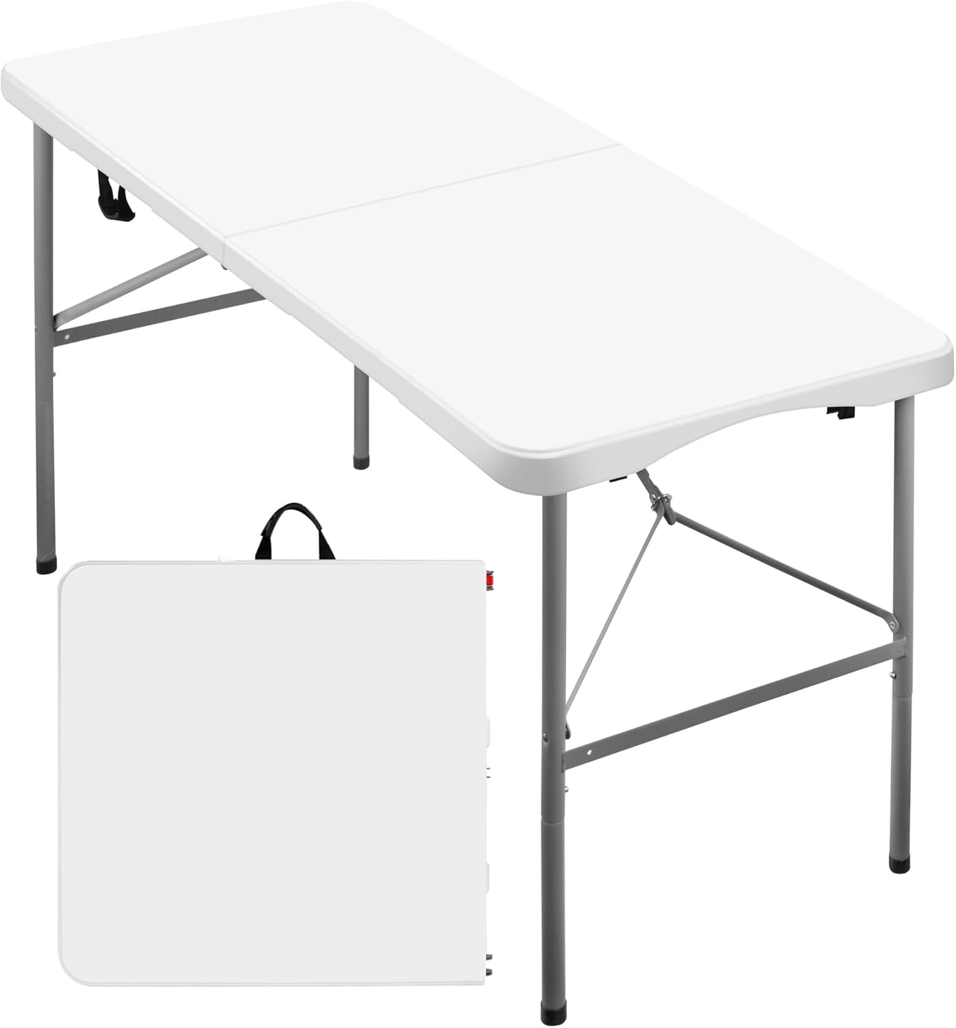 4Ft Plastic Folding Table,Fold-in-Half Portable Picnic Table Outdoor ...