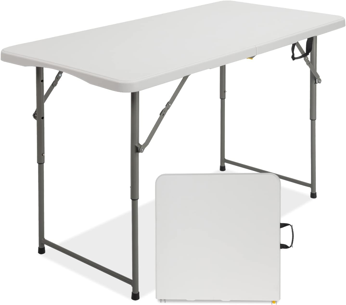 4Ft Portable Folding Table, Fold-in-Half Utility Dining Portable Table ...