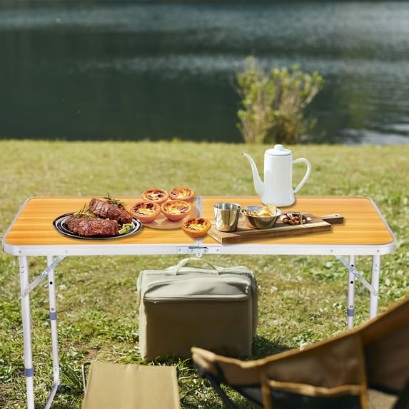 4Ft Portable Multipurpose Folding Table – Wood Grain Finish - Walmart.com