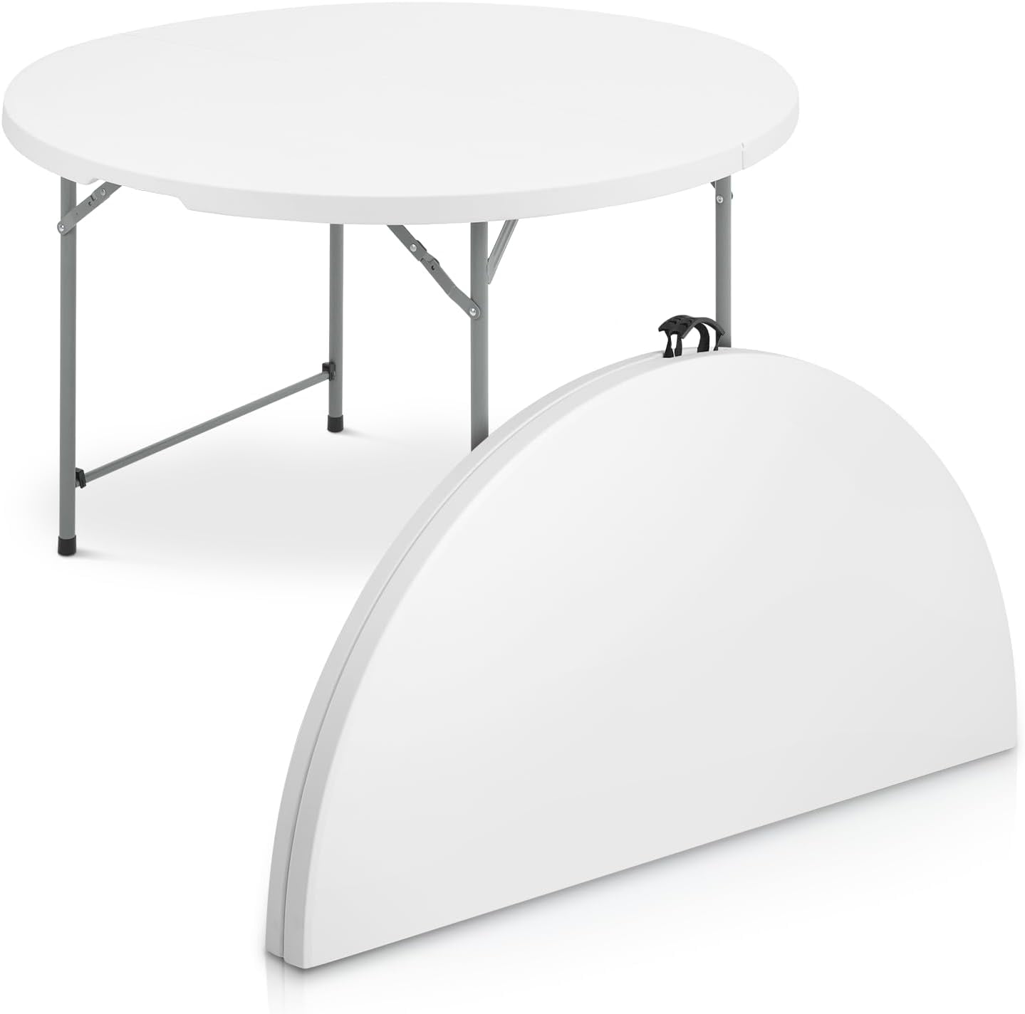 4Ft Round Folding Table for Outdoor/Indoor, Carrying Handle and Lock ...