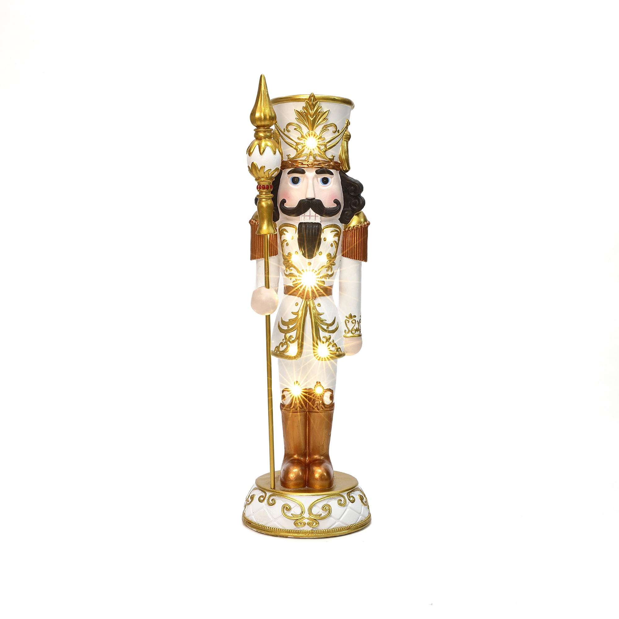 4Ft Tall White and Gold Nutcracker Soldier Decoration with Scepter and ...