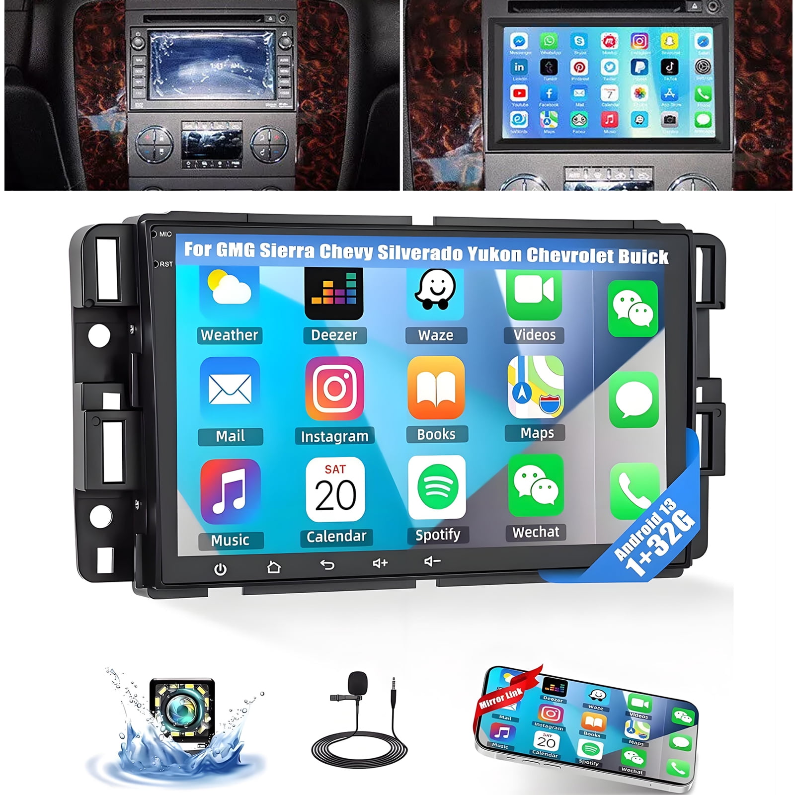 [4G+64G] Android Car Stereo for Chevrolet Chevy Yukon Sierra Acadia, 7 ...