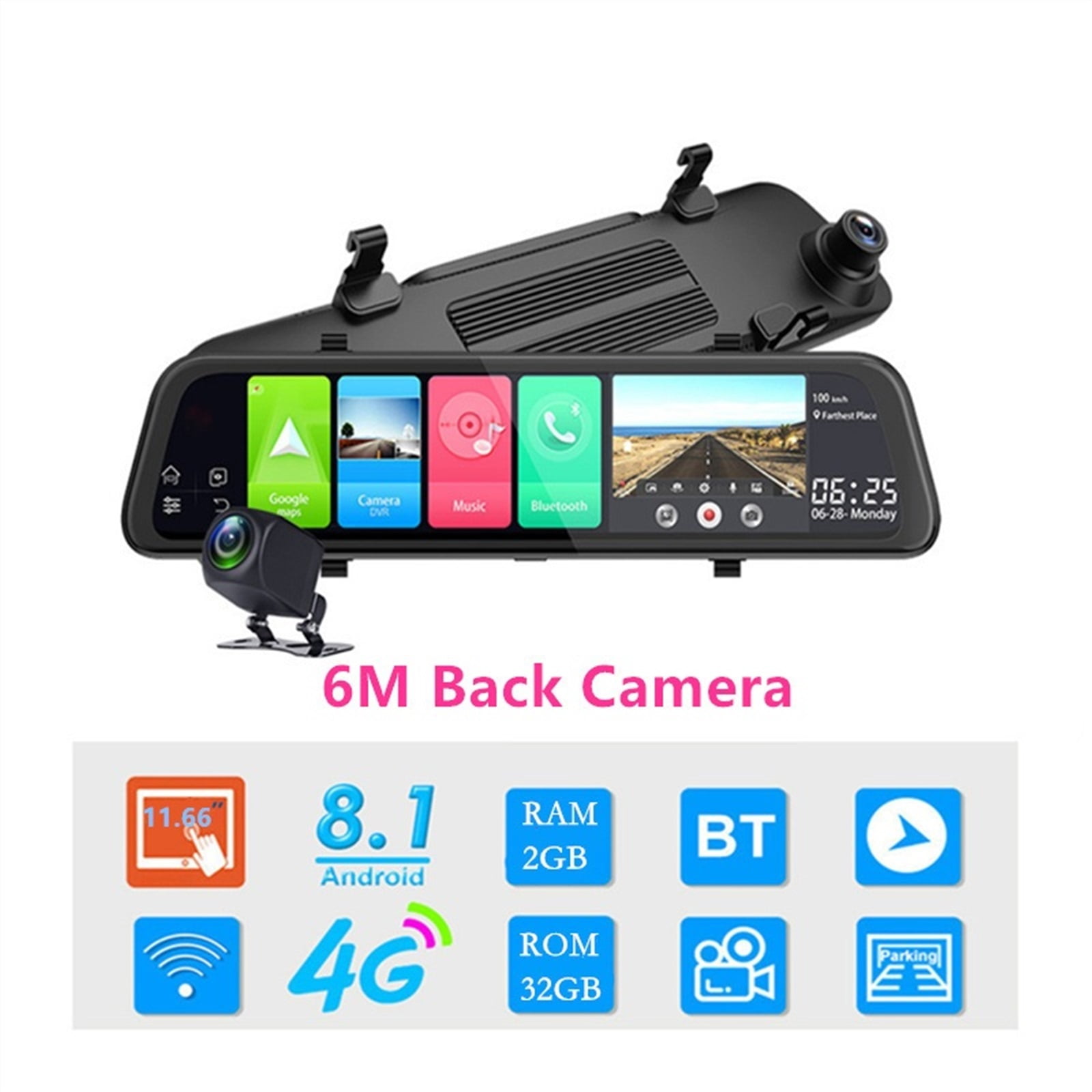 4G Dash Cam 12 Inch Car Rearview Mirror 8.1 FHD Auto Recorder GPS ...