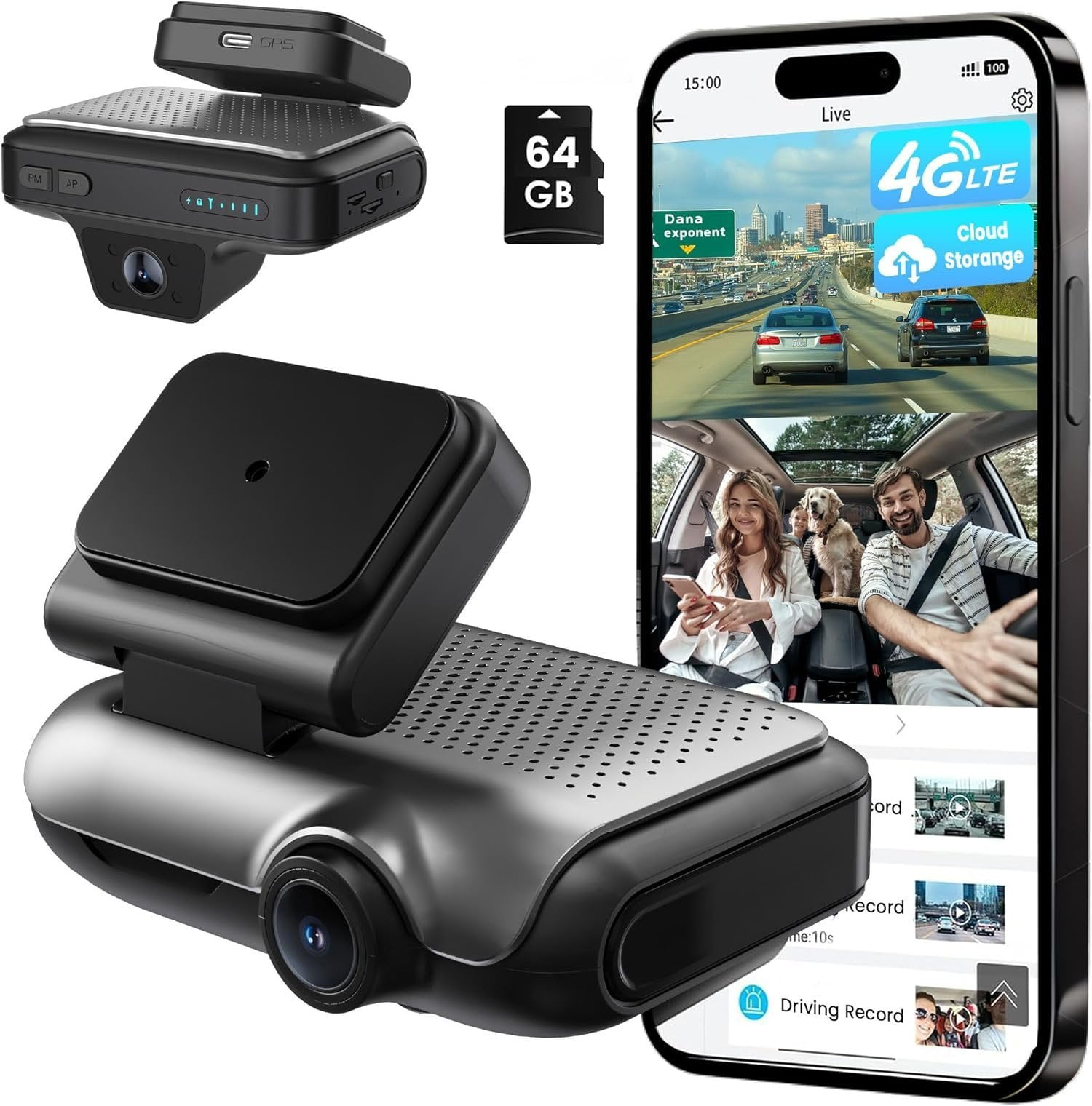 4G Dash Cam Front and Inside, Dual LTE Dash Camera, Remote Live View ...